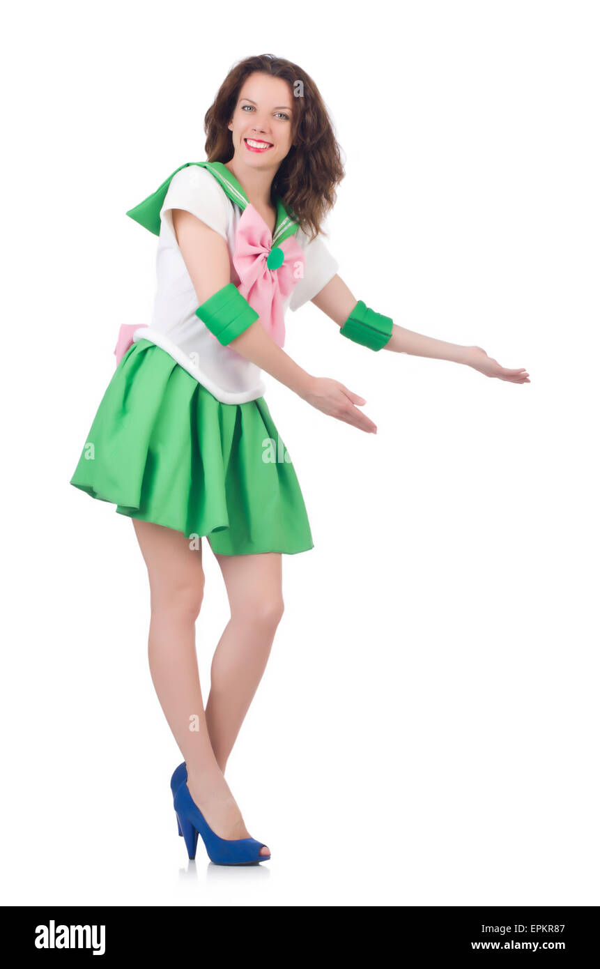 Female model in cosplay costume isolated on white Stock Photo - Alamy