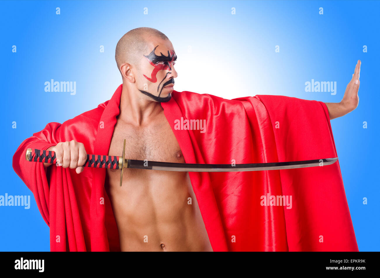 Man with sword isolated on white Stock Photo - Alamy