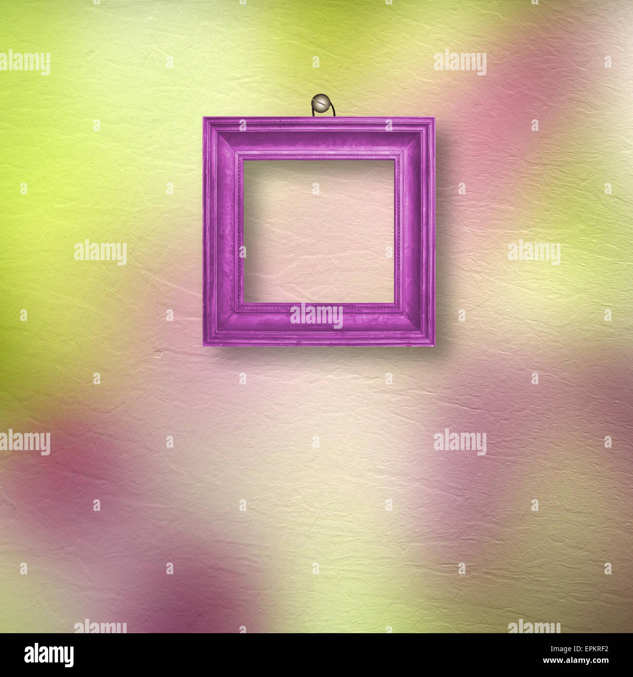Multicolored bright frames hanging on the abstract pastel background ...