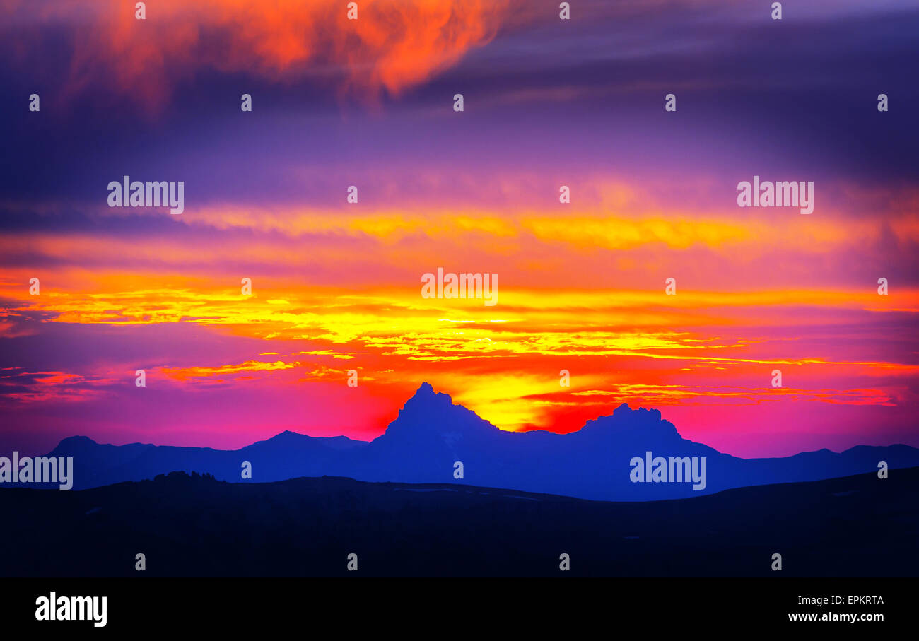 Mountains on sunset Stock Photo - Alamy