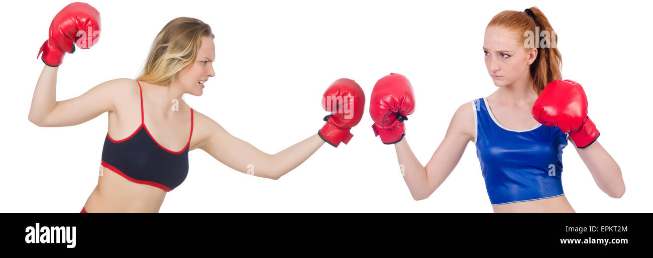 Women are fighting isolated on white Stock Photo - Alamy
