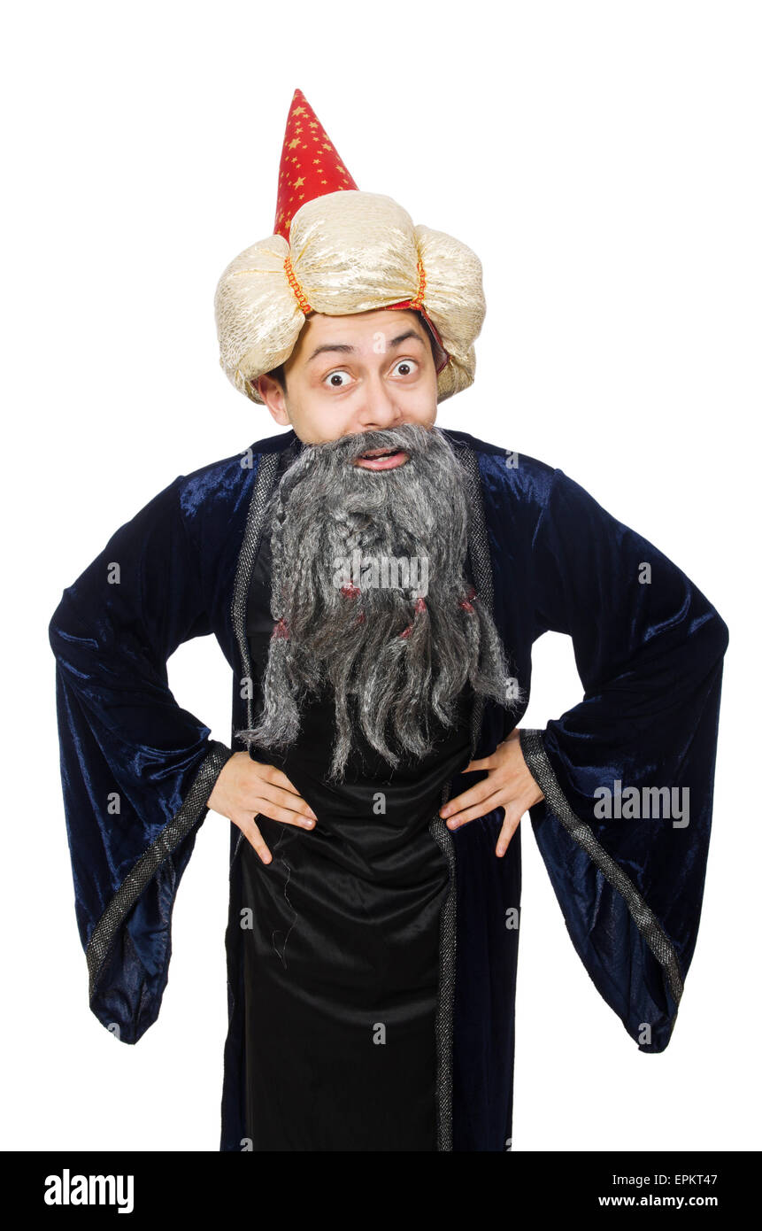 Funny wise wizard isolated on the white Stock Photo - Alamy