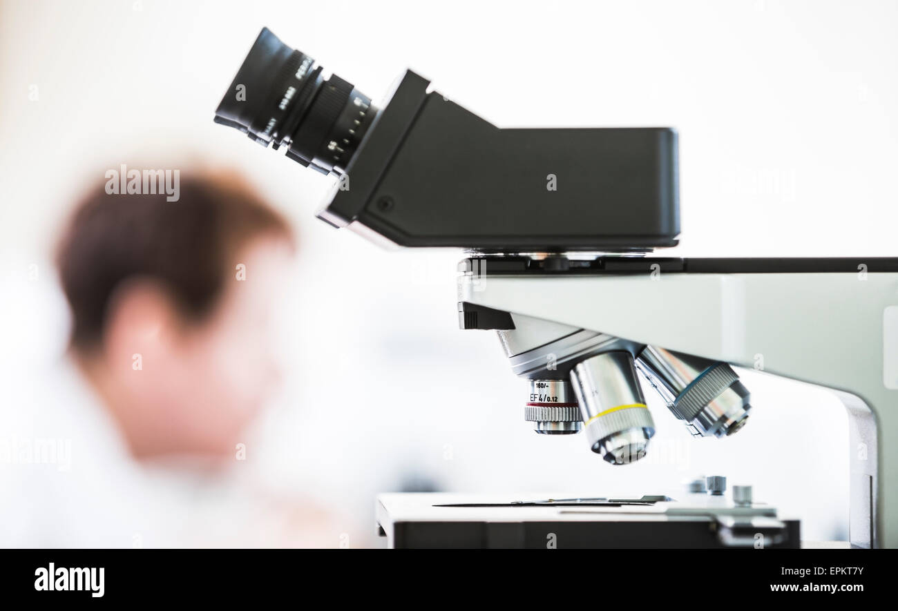 Microscope in lab Stock Photo - Alamy