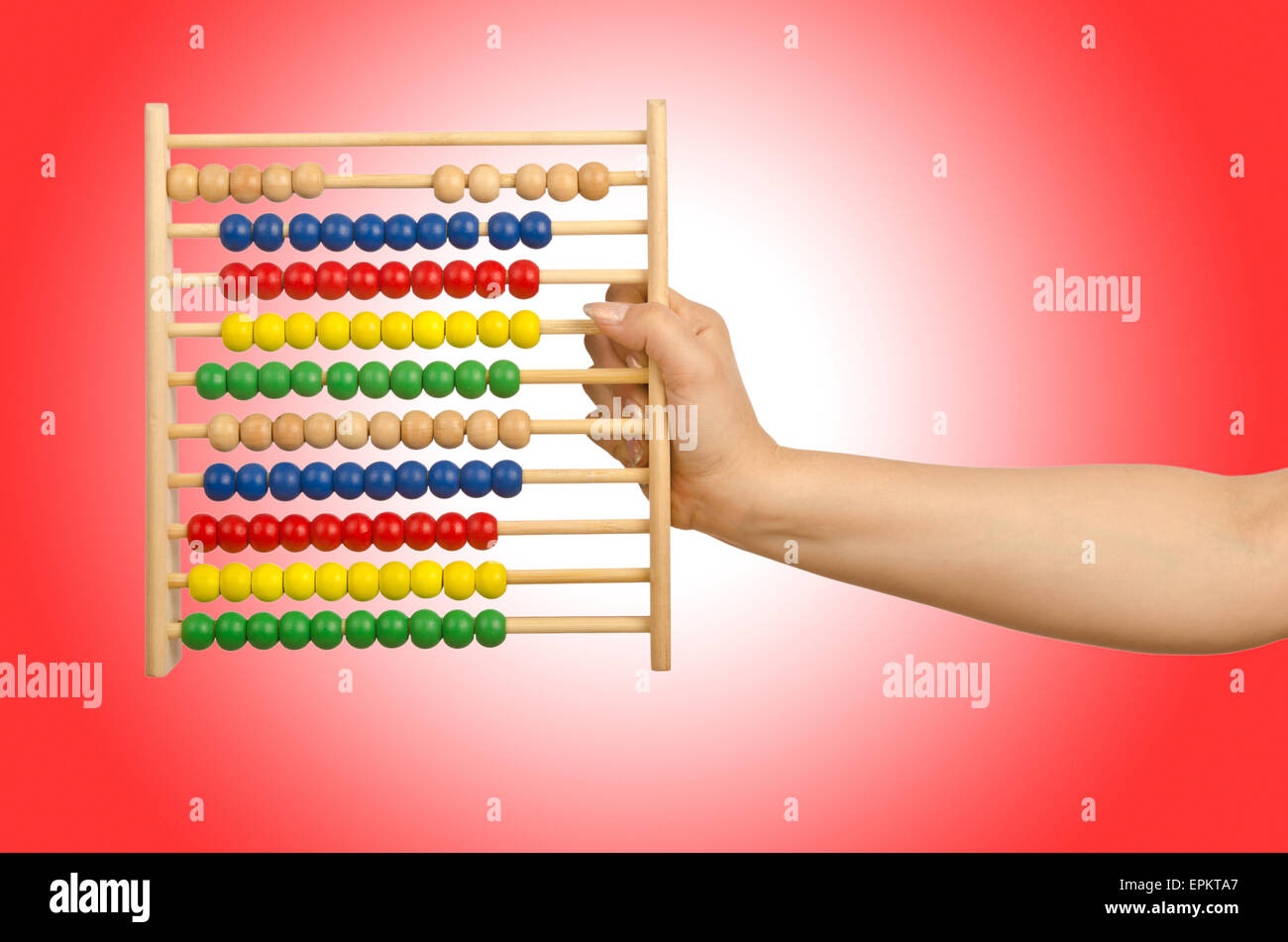 Hand holding abacus on white Stock Photo - Alamy