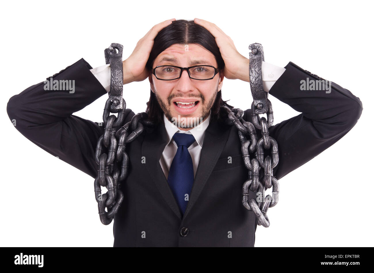 Man with chain isolated on the white Stock Photo - Alamy