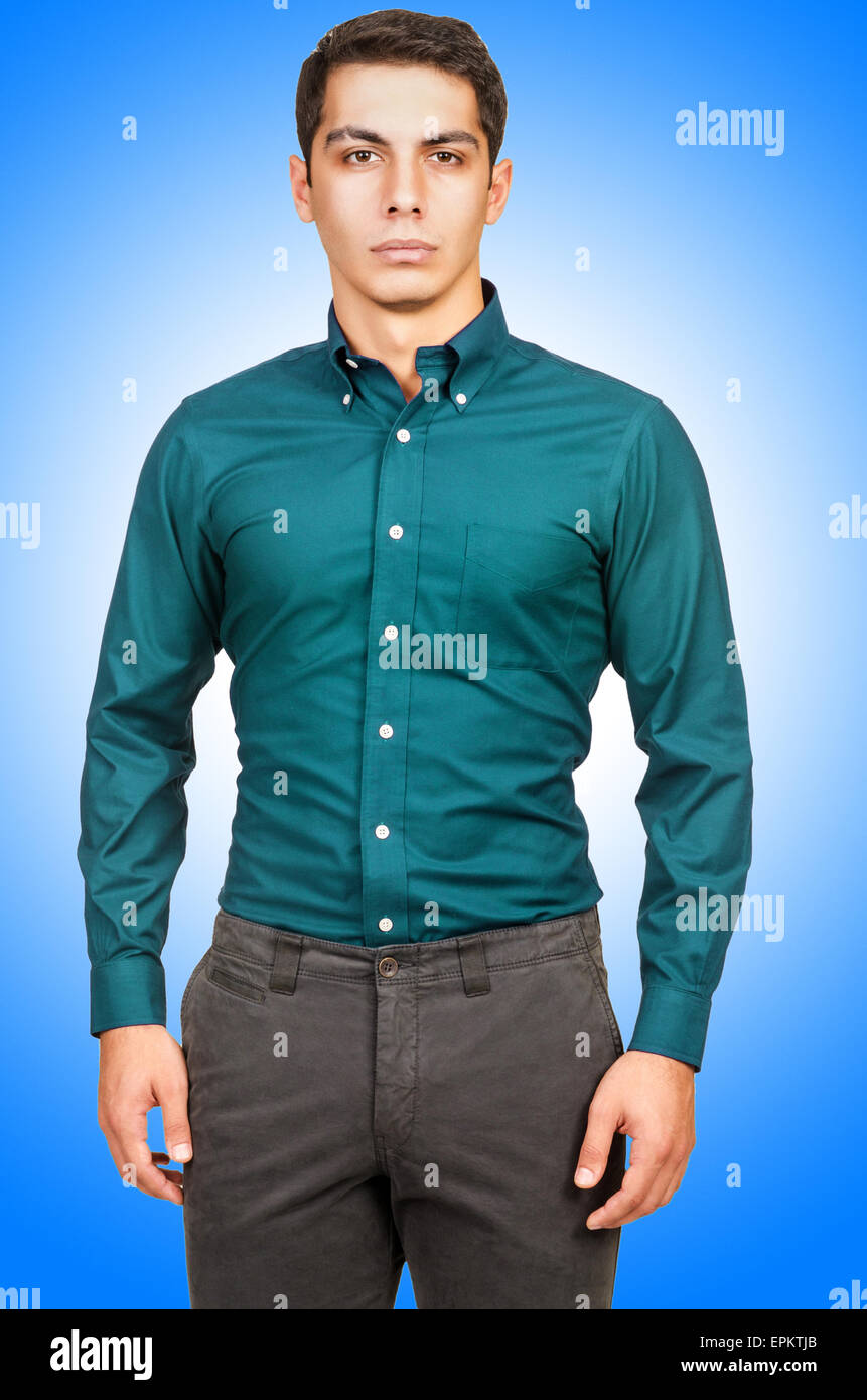 Male model with shirt isolated on white Stock Photo - Alamy
