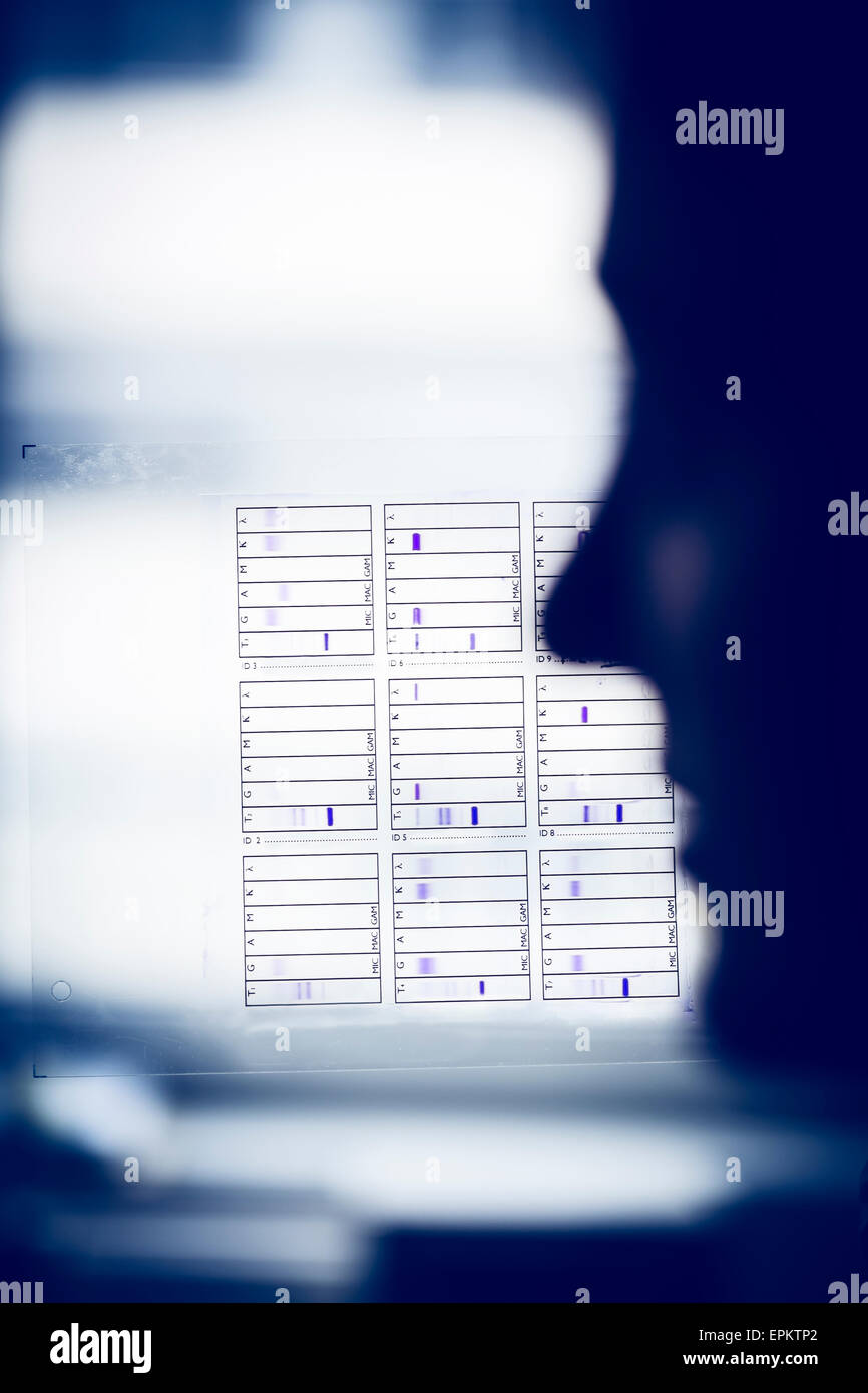 Silhouette of lab technician with test sheet Stock Photo - Alamy