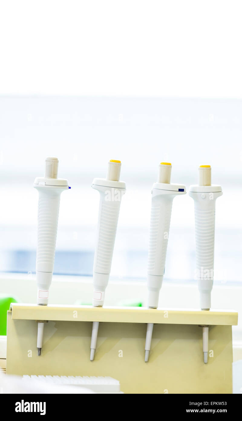 Pipettes in a lab Stock Photo - Alamy