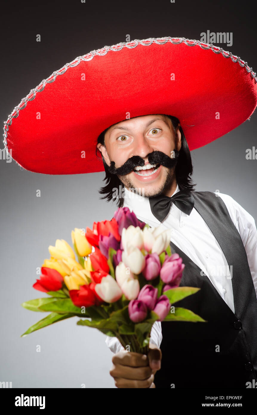 Mexican man wears sombrero isolated on white Stock Photo - Alamy