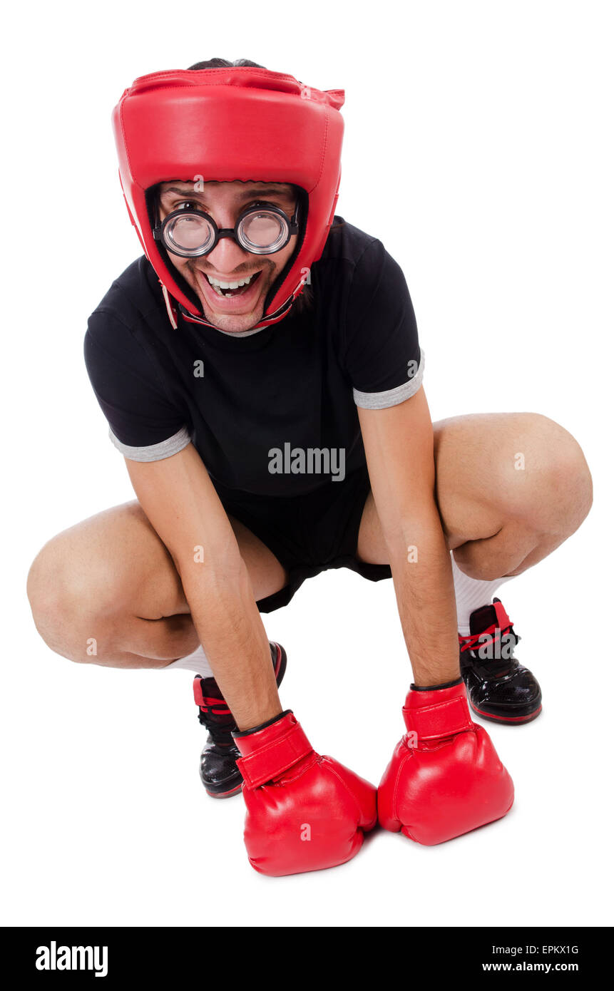 Funny boxer isolated on the white Stock Photo - Alamy