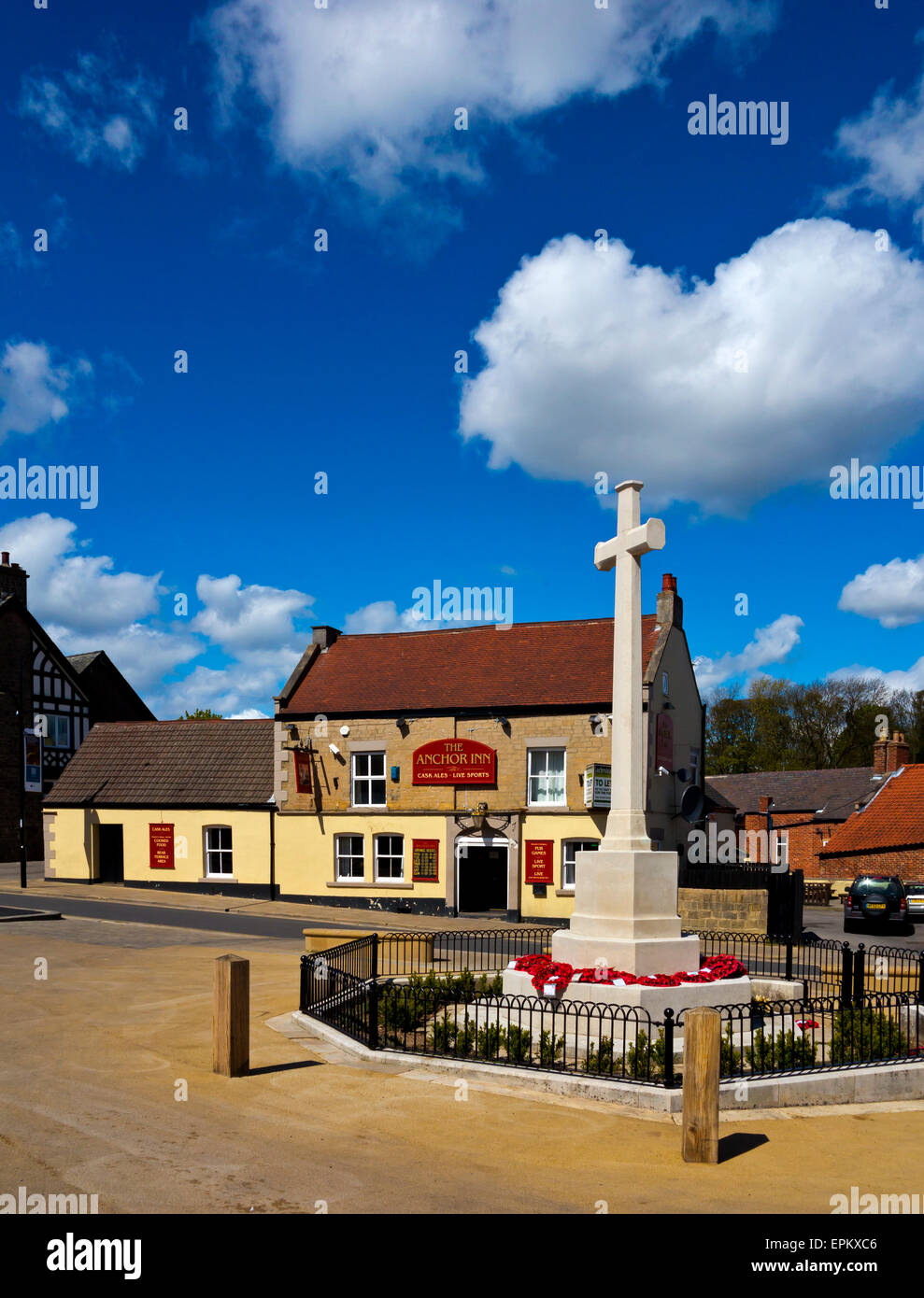 War Memorial in Bolsover Town centre a former mining community in North ...