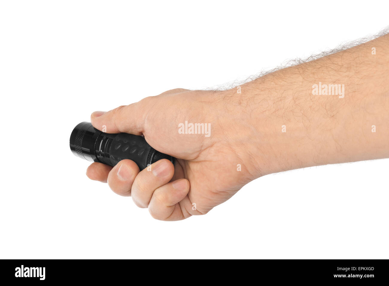 Flashlight in hand Stock Photo - Alamy