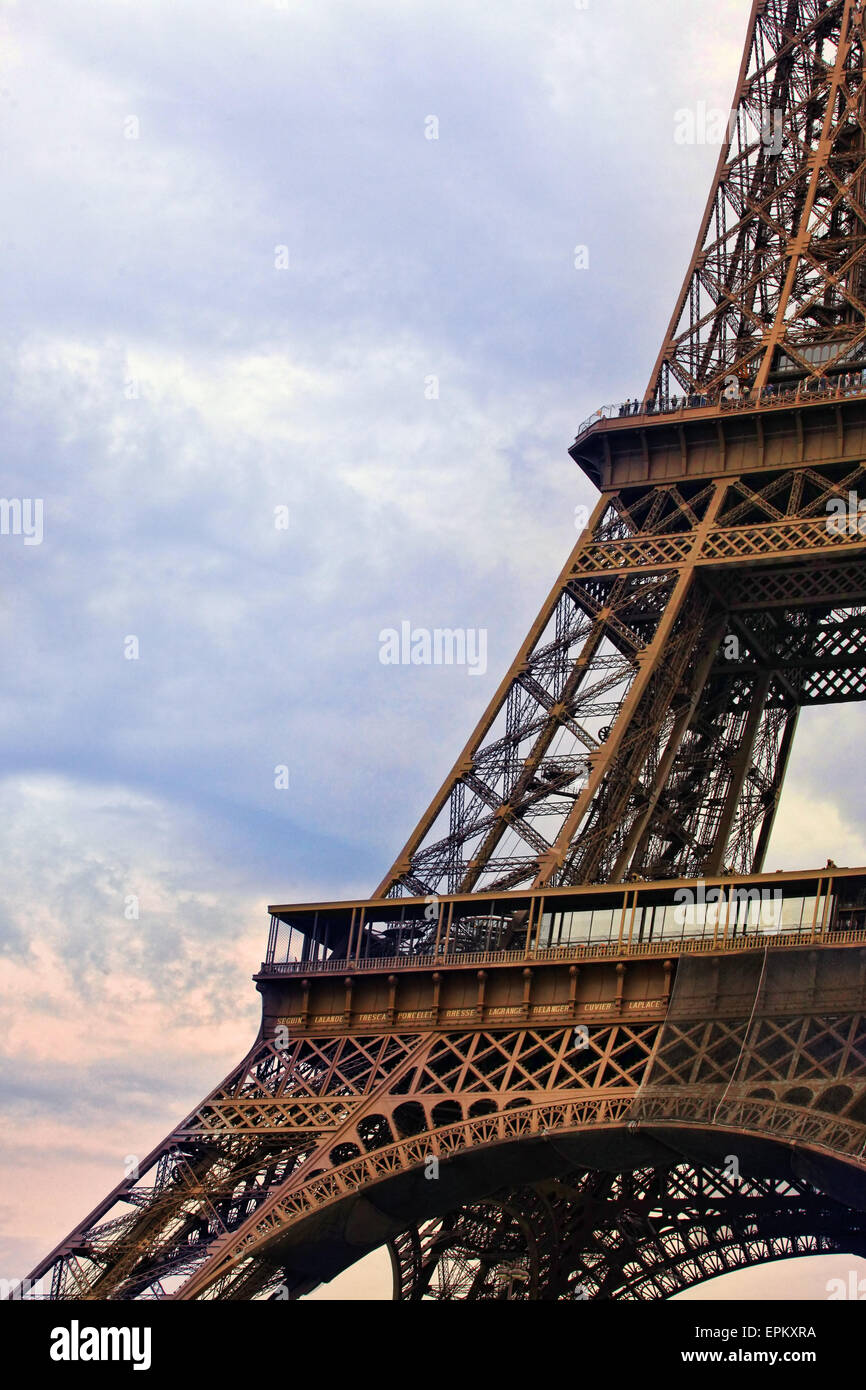 Eiffel tower paris angled hi-res stock photography and images - Alamy