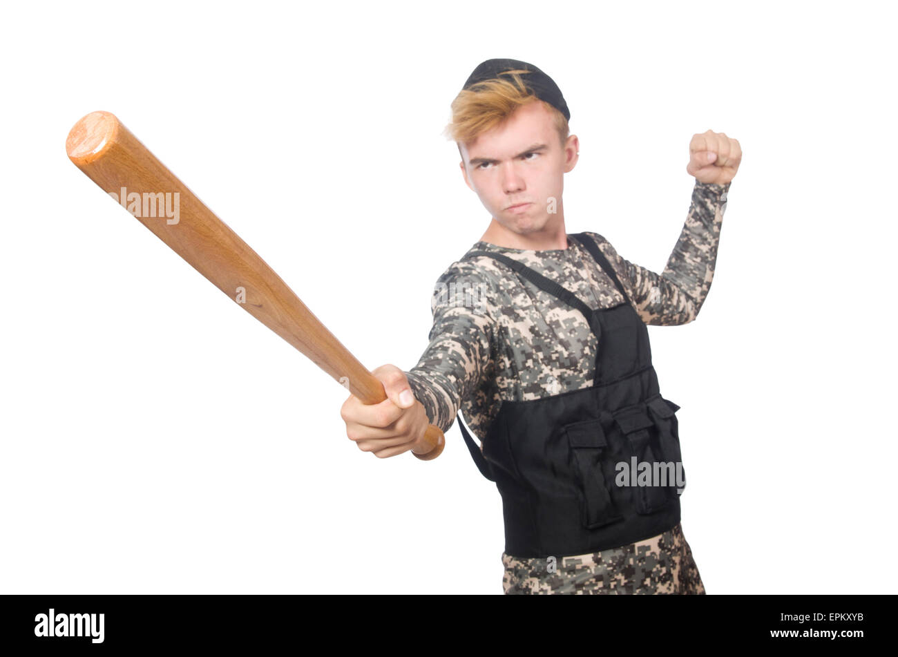Funny soldier isolated on white Stock Photo - Alamy