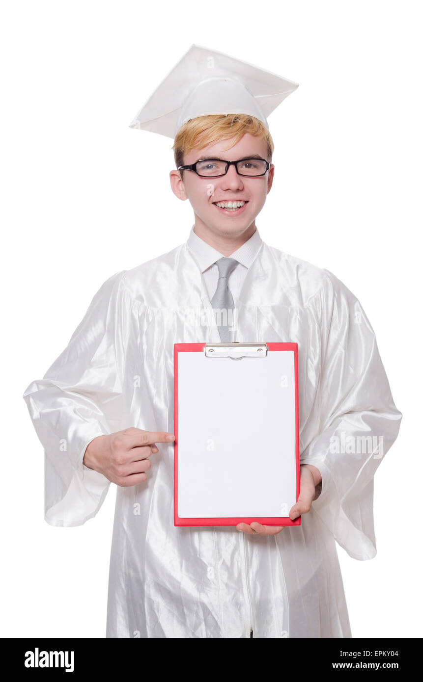 Student with notebook isolated on white Stock Photo - Alamy
