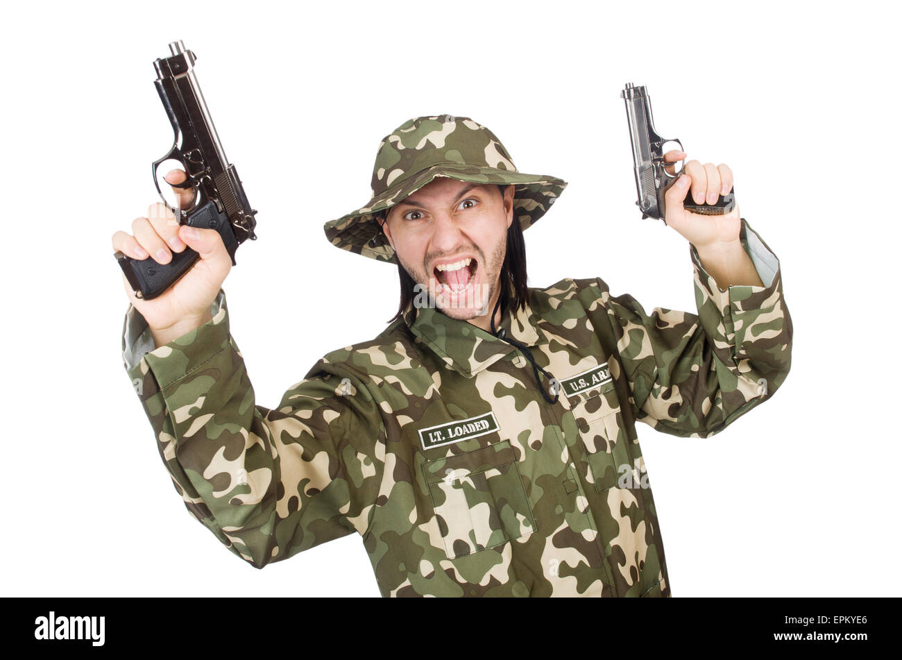 Funny soldier in military concept Stock Photo - Alamy