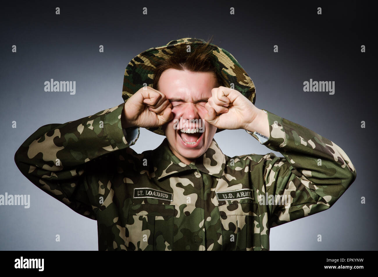 Funny soldier in military concept Stock Photo - Alamy