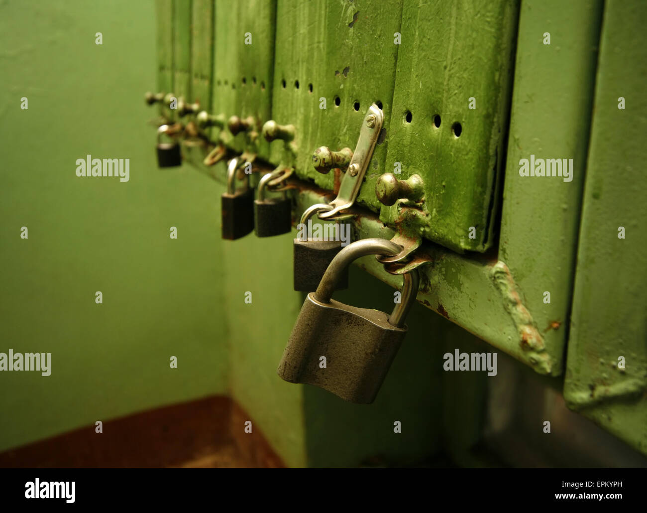 Letter boxes with locks Stock Photo - Alamy