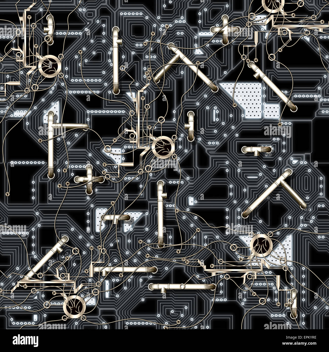 Electronic circuit with metal pipes Stock Photo - Alamy