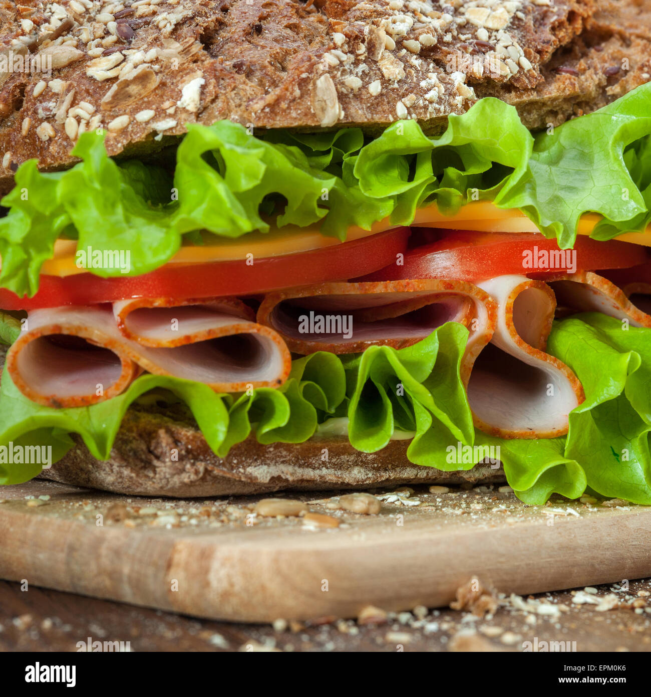 Sandwich on the wooden table Stock Photo - Alamy