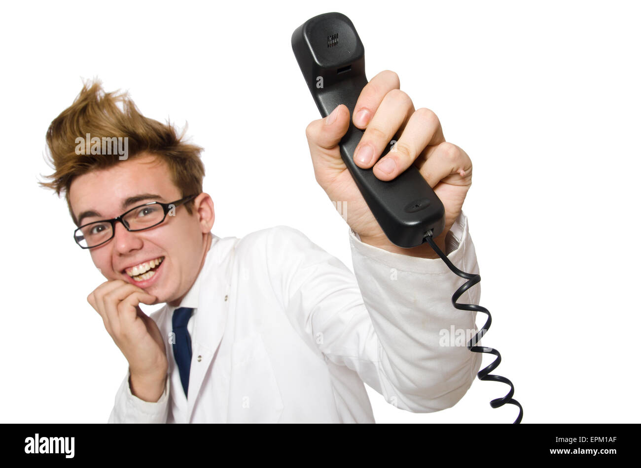 Funny doctor isolated on white Stock Photo - Alamy