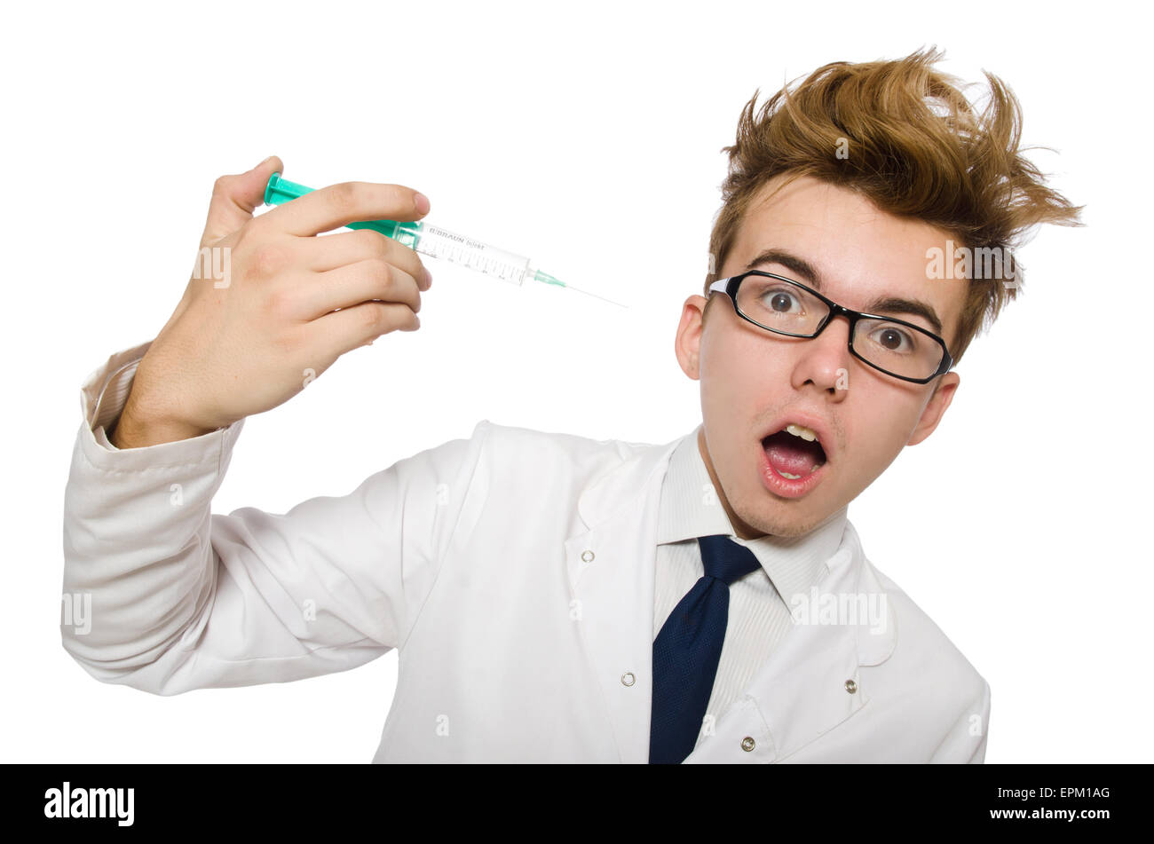 Funny doctor isolated on white Stock Photo - Alamy