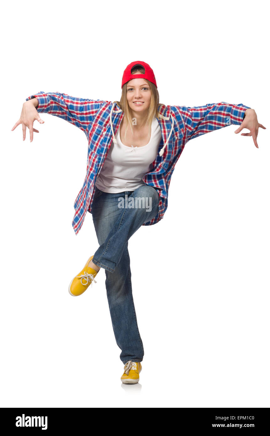 Woman dancer isolated on white Stock Photo - Alamy