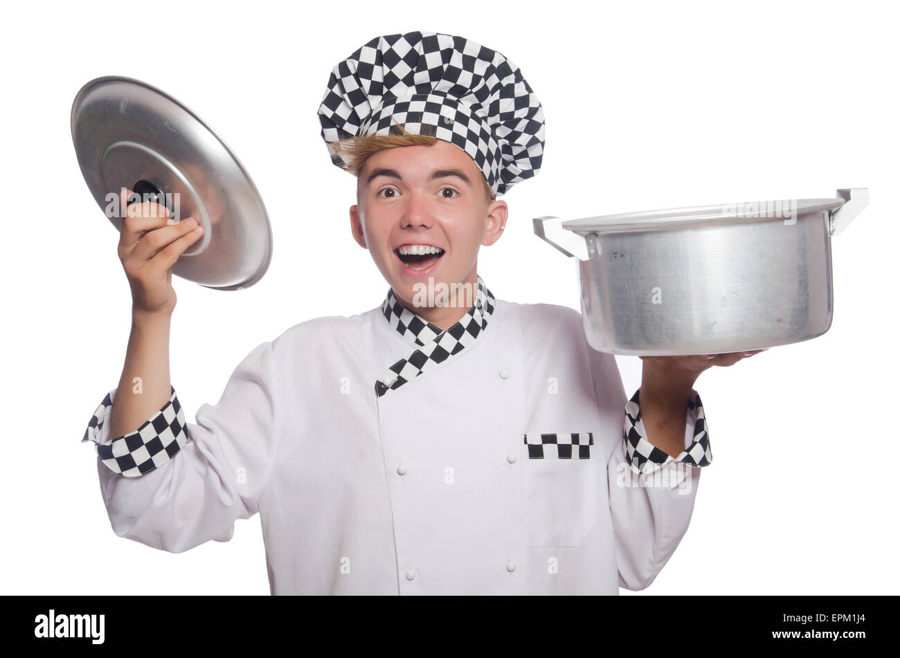 Funny male cook isolated on white Stock Photo - Alamy
