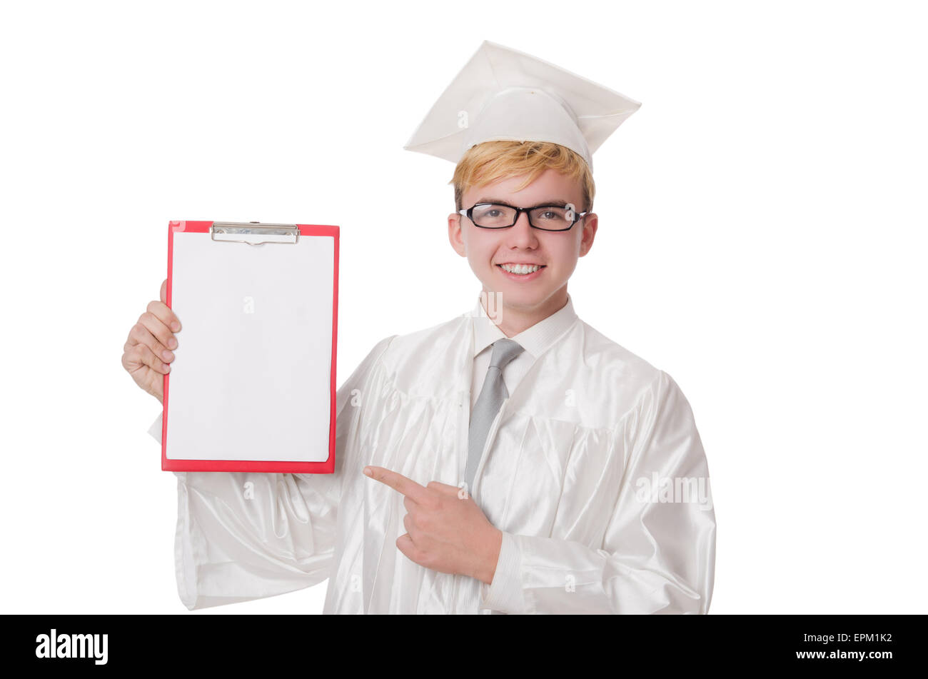 Student with notebook isolated on white Stock Photo - Alamy