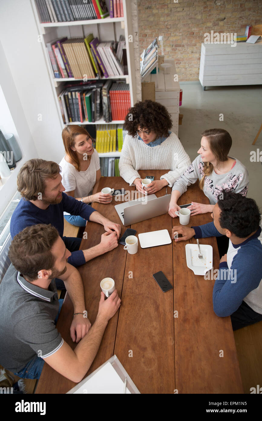 Group of friends meeting in a cafeteria Stock Photo - Alamy