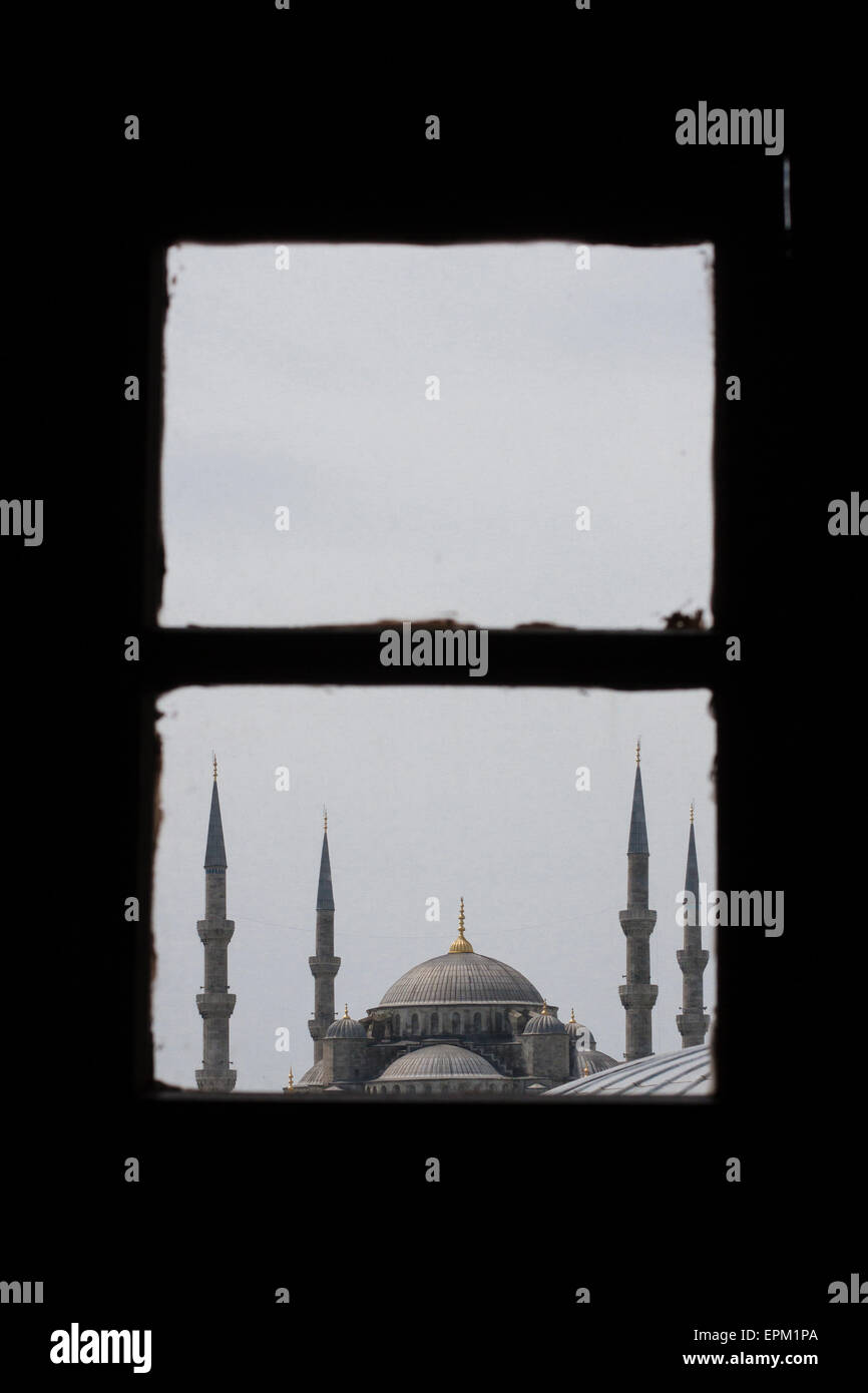 Turkey, Istanbul, view to Blue Mosque through window Stock Photo - Alamy