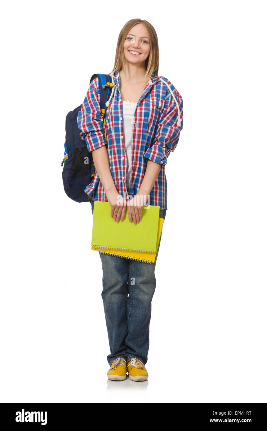 Young student isolated on white Stock Photo - Alamy