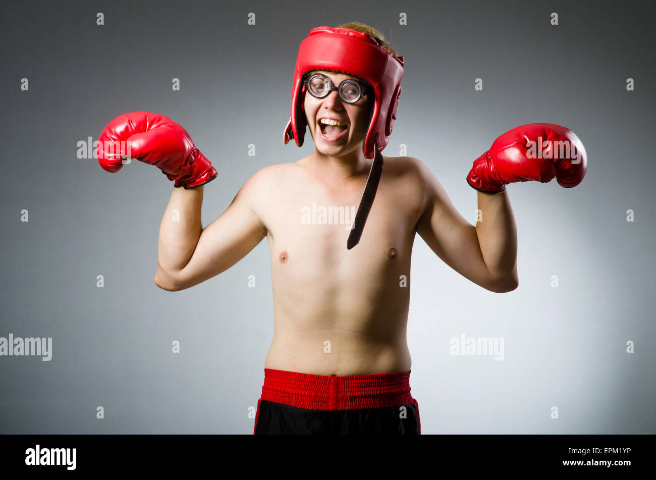 Funny boxer against dark background Stock Photo - Alamy