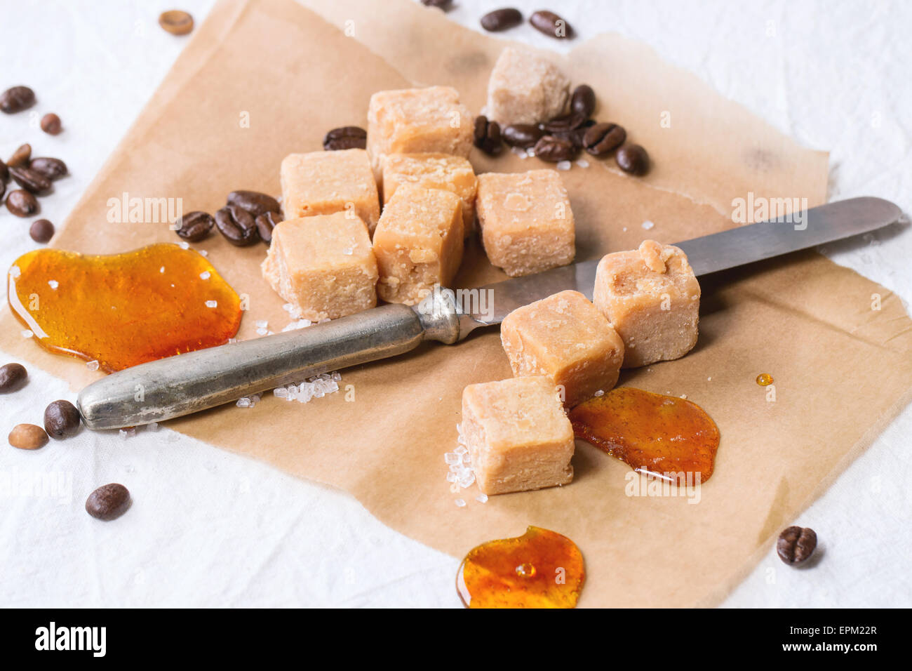 Fudge and coffee beans Stock Photo - Alamy