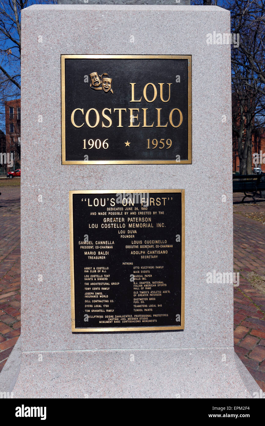 Monument at Lou Costello Memorial Park Paterson New Jersey Stock Photo ...