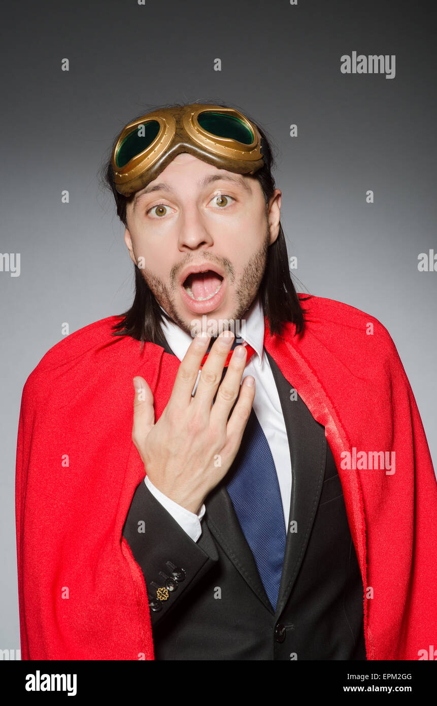 Man wearing red clothing in funny concept Stock Photo - Alamy