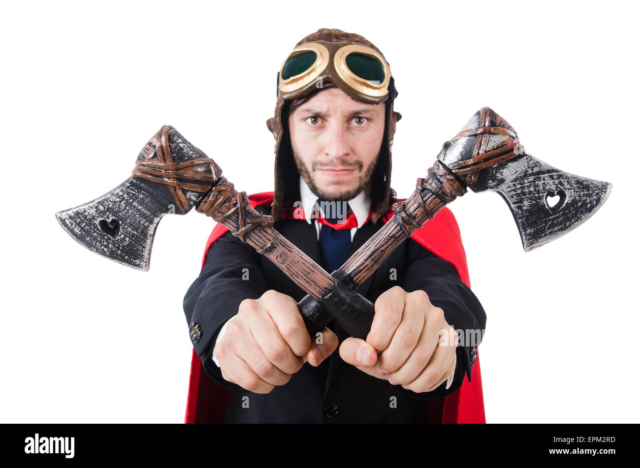 Man wearing red clothing in funny concept Stock Photo - Alamy