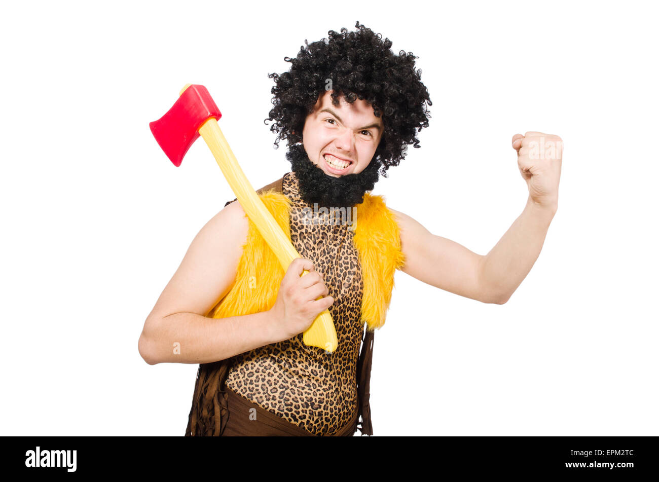 Savage man isolated on white Stock Photo - Alamy