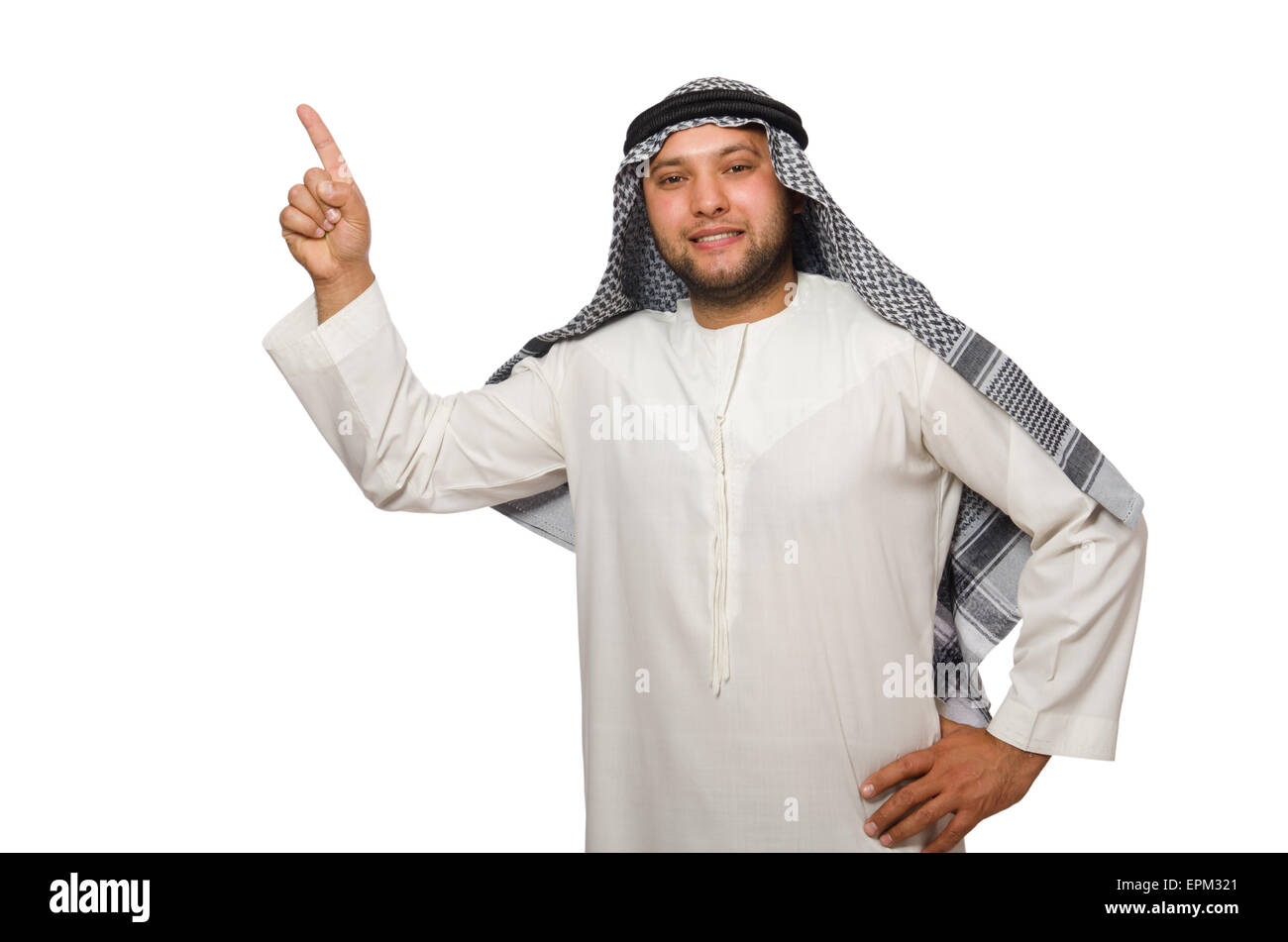 Concept with arab man isolated on white Stock Photo - Alamy
