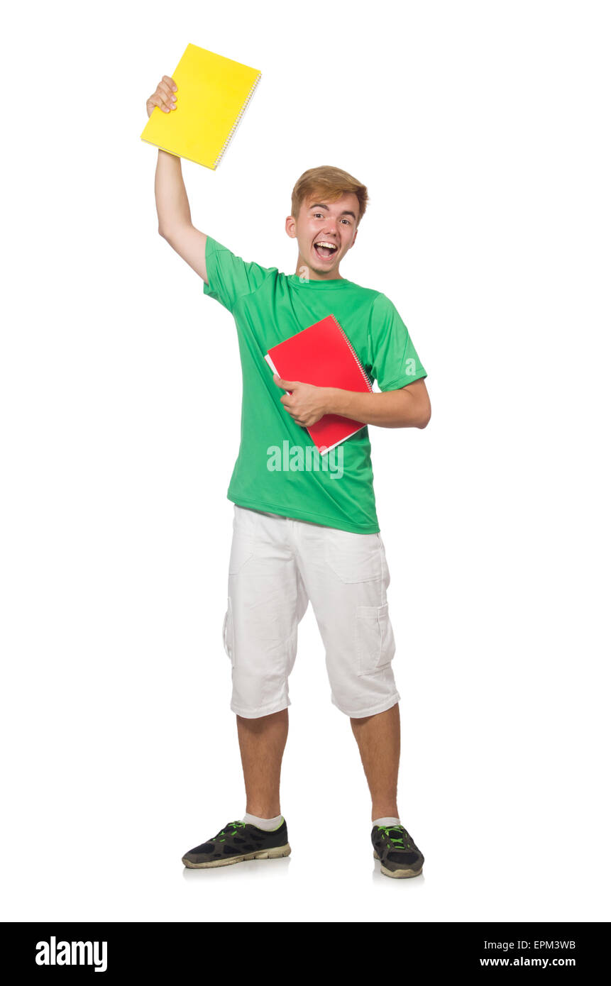 Student with books isolated on white Stock Photo - Alamy