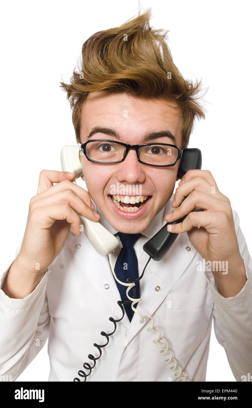 Funny doctor isolated on white Stock Photo - Alamy
