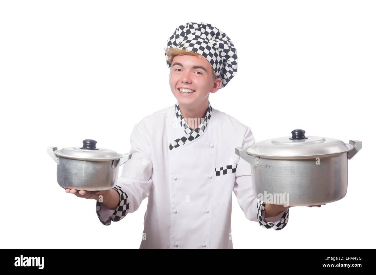 Funny male cook isolated on white Stock Photo - Alamy