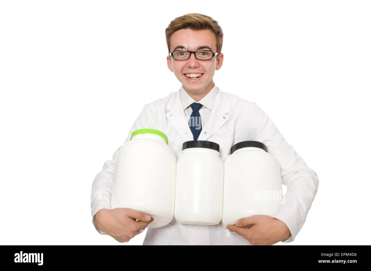 Funny doctor isolated on white Stock Photo - Alamy