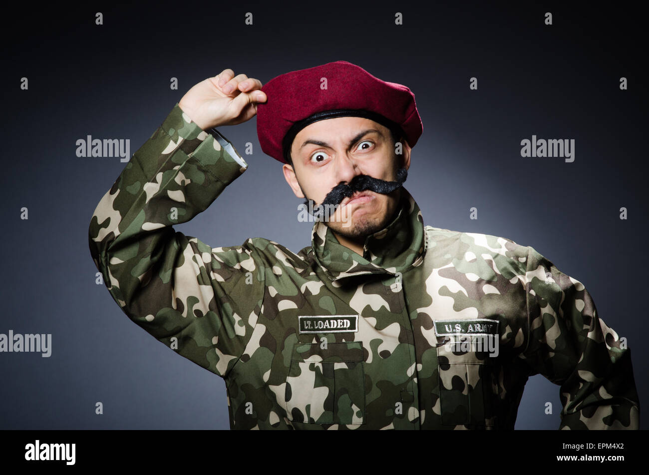 Funny soldier in military concept Stock Photo - Alamy