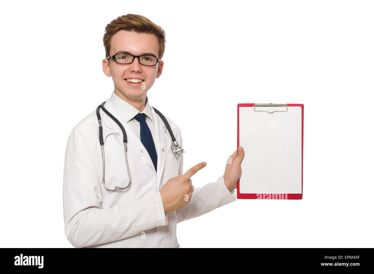 Funny doctor isolated on white Stock Photo - Alamy