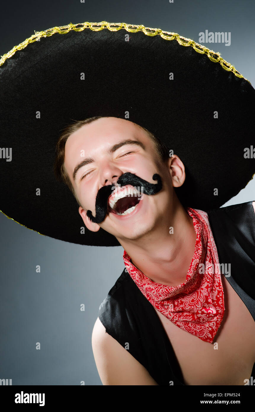 Smiling mexican with sombrero isolated on white Stock Photo - Alamy