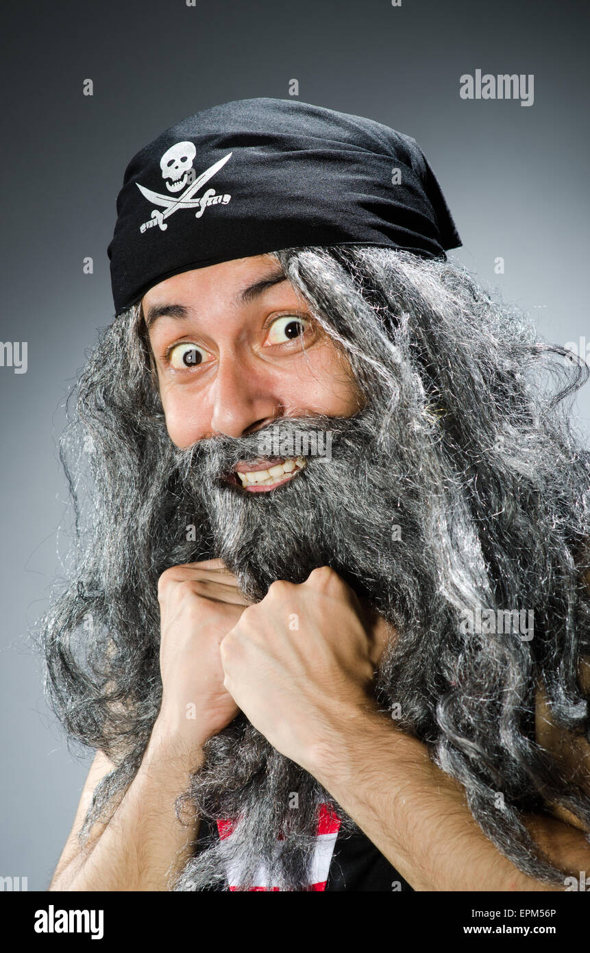 Funny pirate with long beard Stock Photo - Alamy