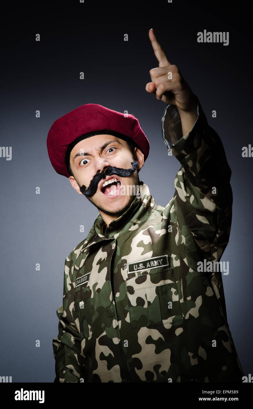 Funny soldier in military concept Stock Photo - Alamy