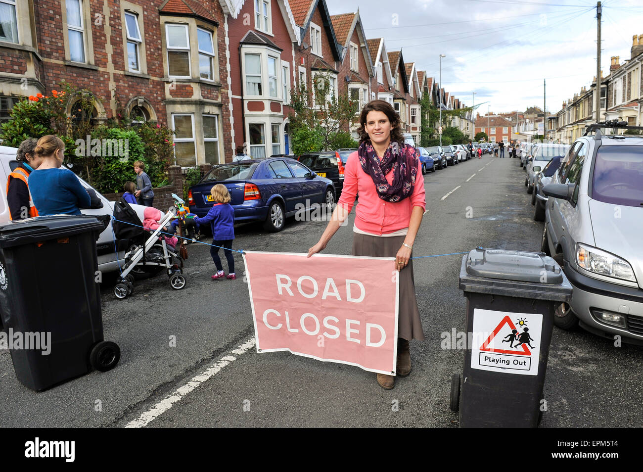 Children safely playing in a closed to traffic street in Bristol as ...