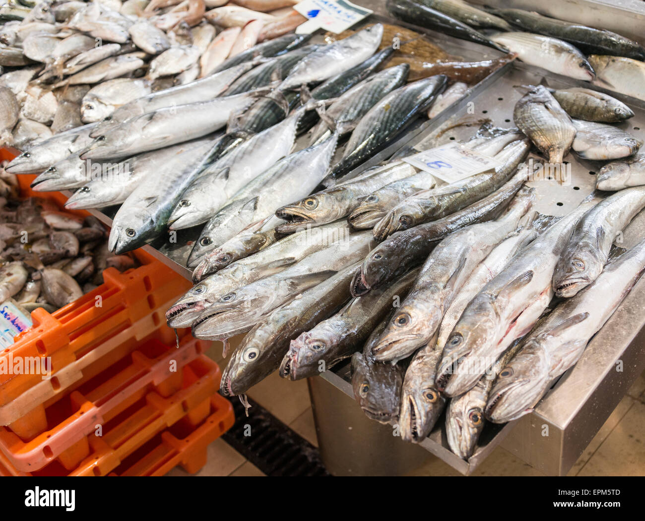 fresh fish on the market for selling Stock Photo - Alamy